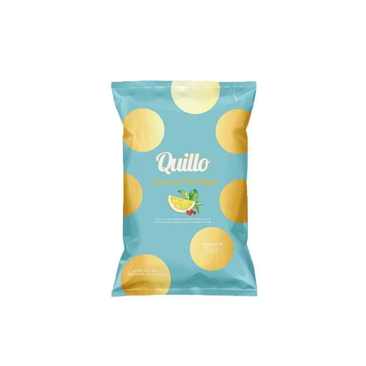 Quillo | Gourmet aardappel Chips 45g, Lemon & Pink Pepper