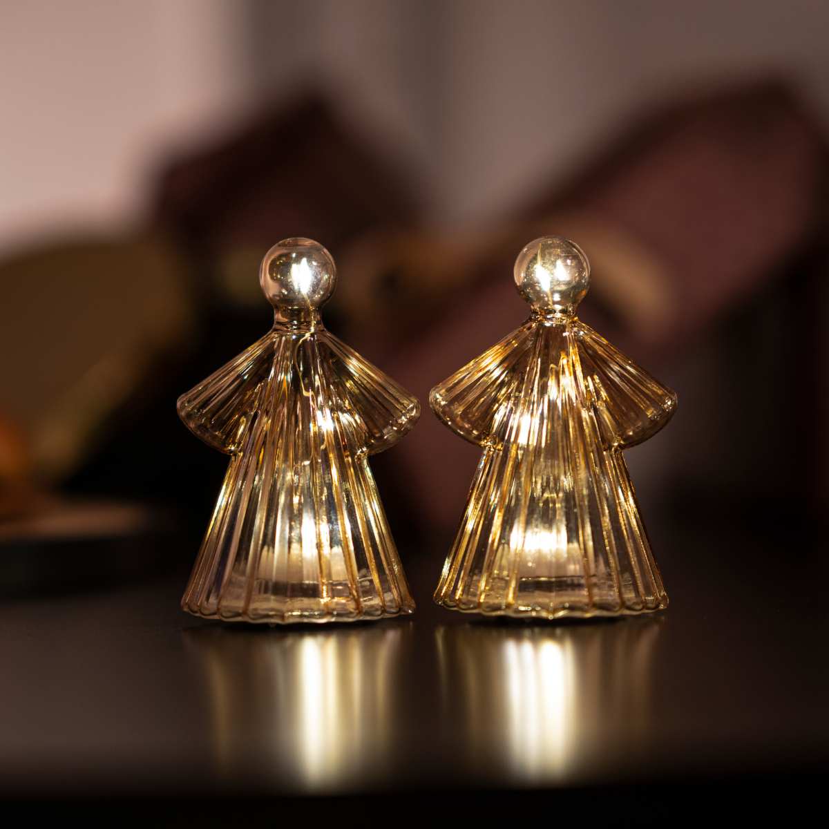 SIRIUS - ALBERTE ANGEL Set van 2 Glazen Kerst Engeltjes met Led ...